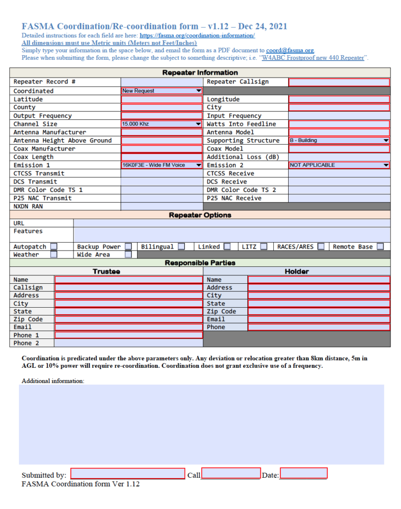 Updated Coordination Form – FASMA